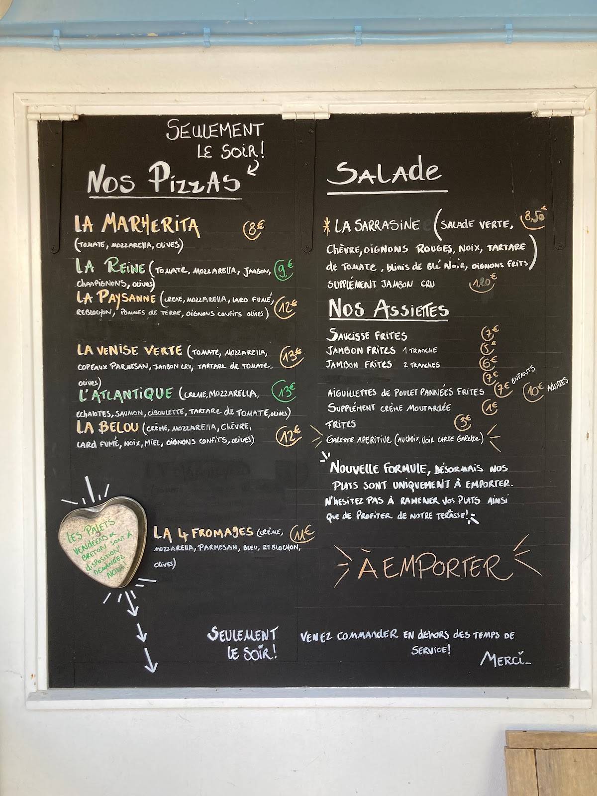 Menu au La Baraka, Anina