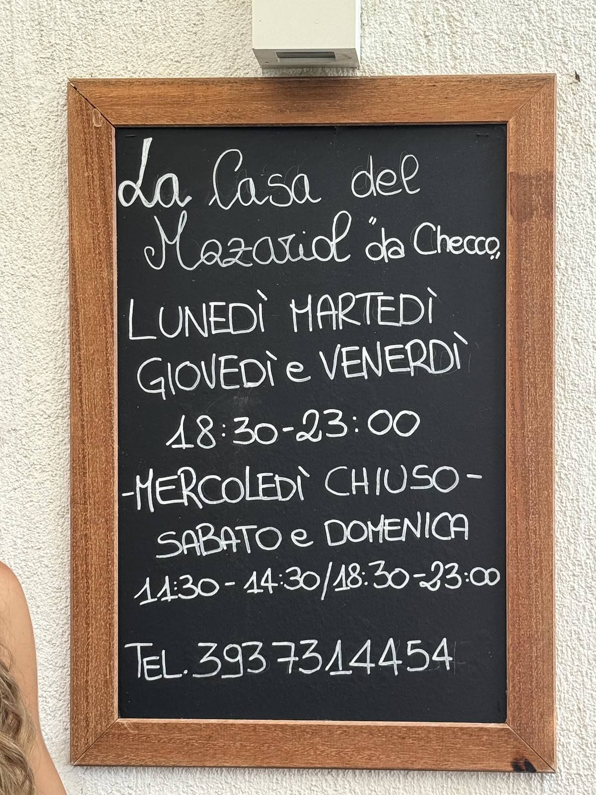 Menu da La Casa del Mazariol "Da Checco" ristorante con griglia ...
