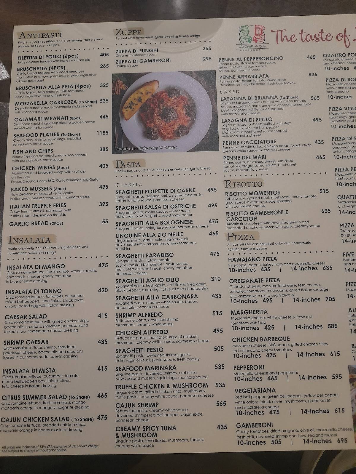 Menu at La Casetta de Britt restaurant, Taytay, SM City