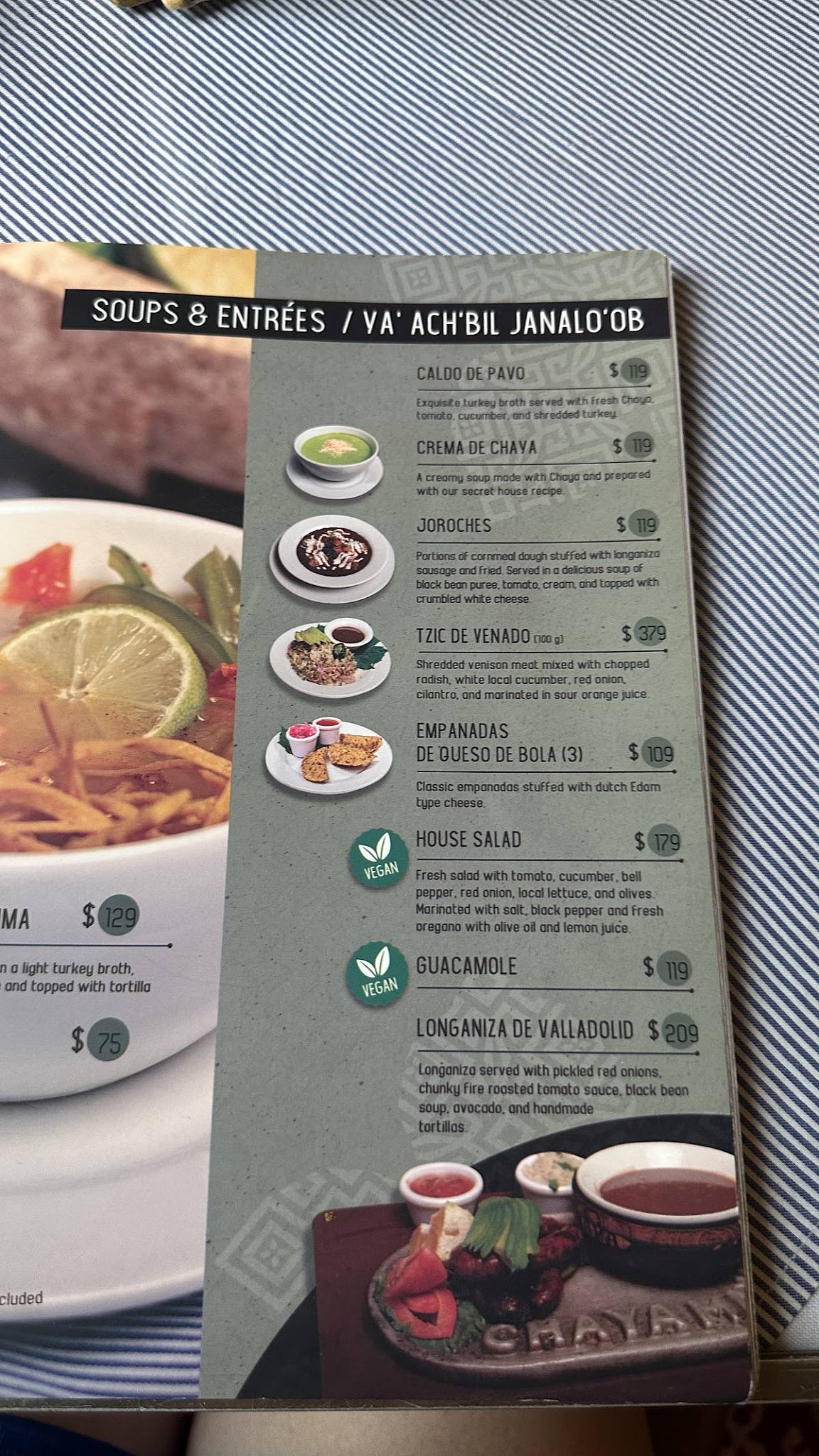 Carta del restaurante La Chaya Maya, Merida, C. 57 x 62