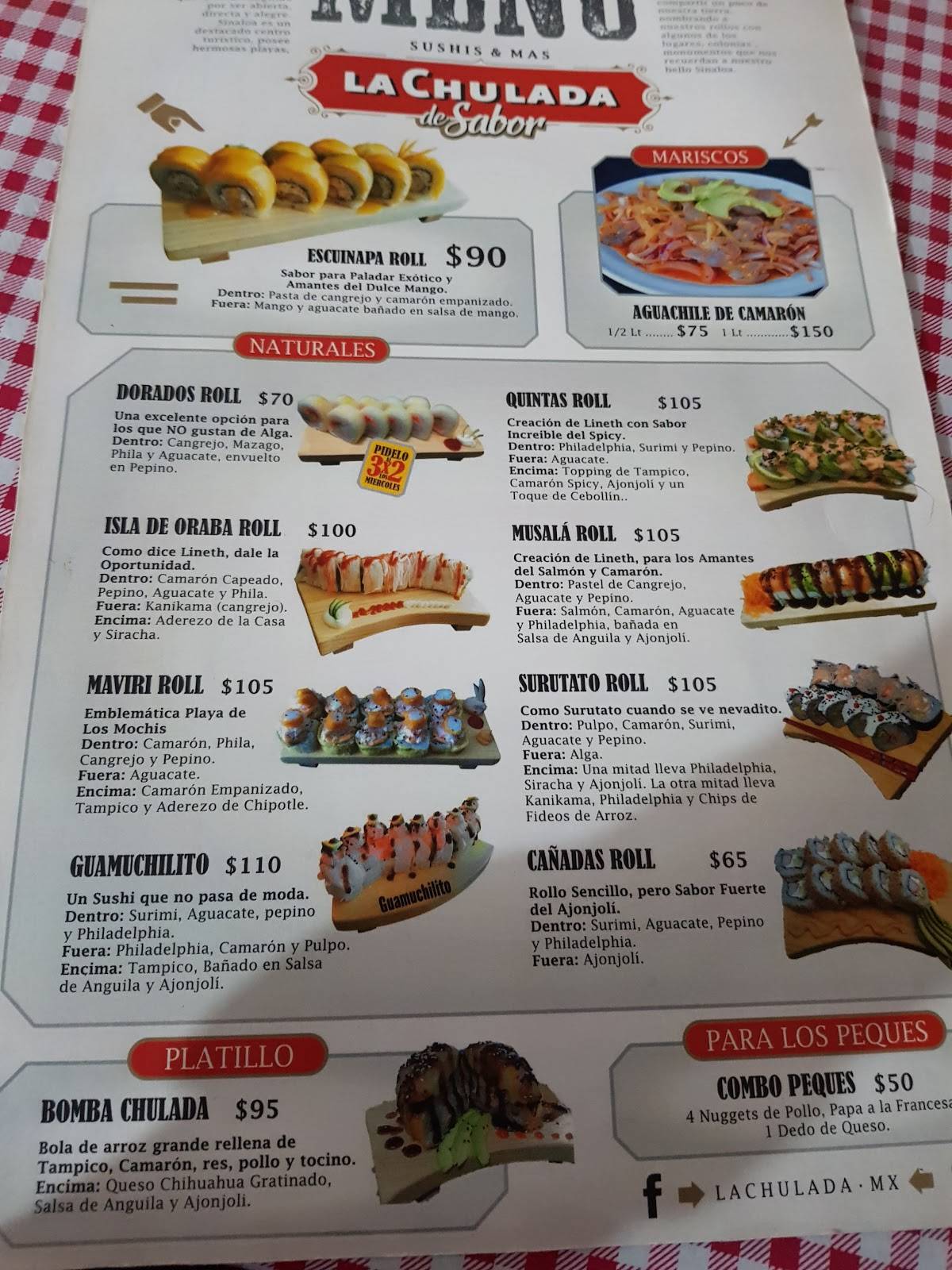 Carta de Restaurant La Chulada de Sabor, Mexico