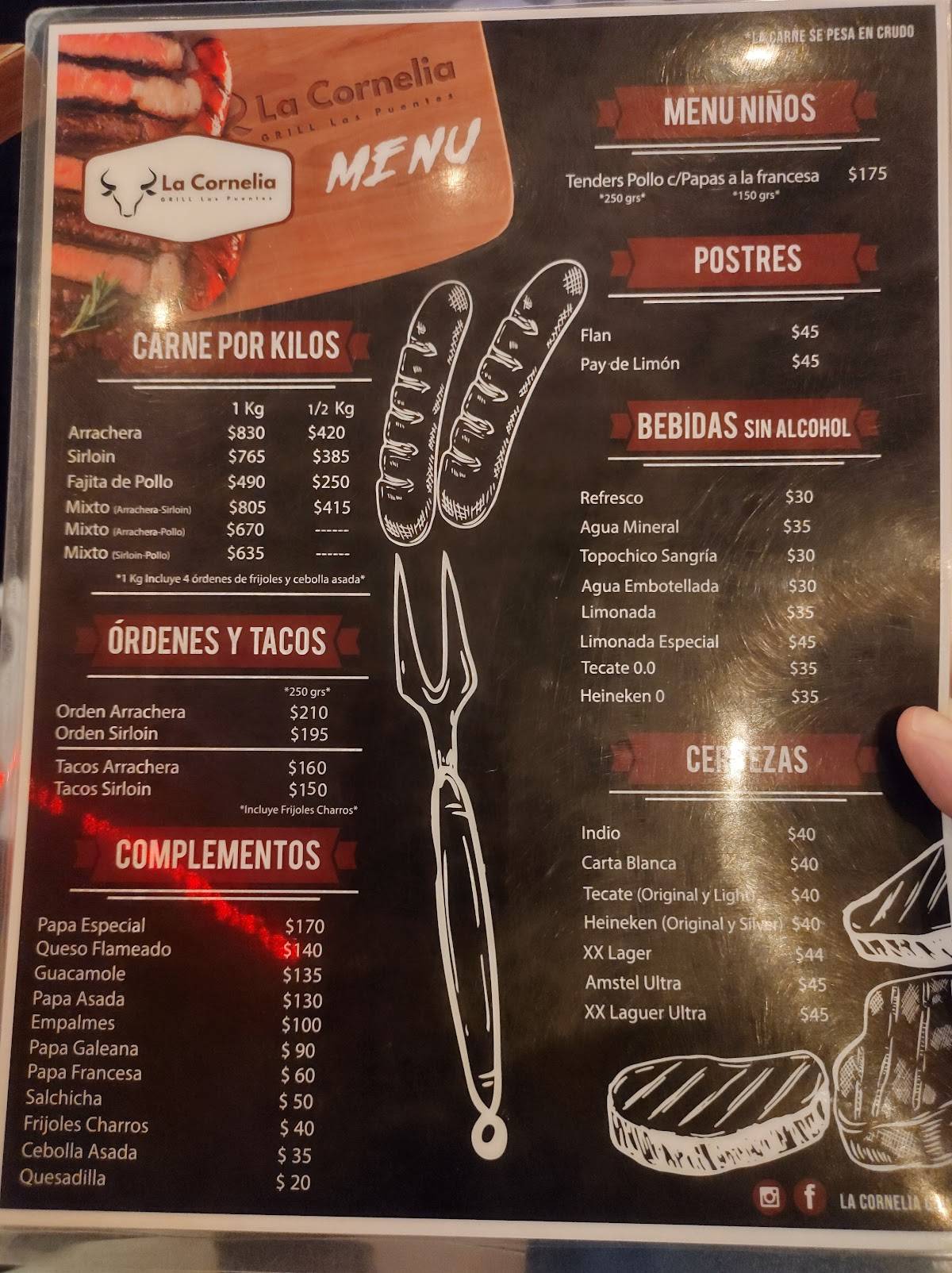 Menu at La Cornelia Las Puentes restaurant, San Nicolás de los Garza