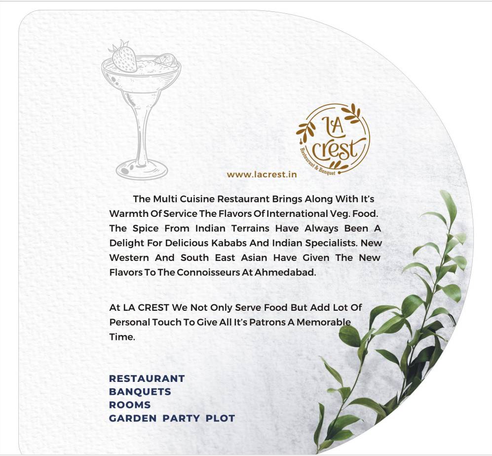 Menu at La Crest Restaurant & Banquet, Gandhinagar