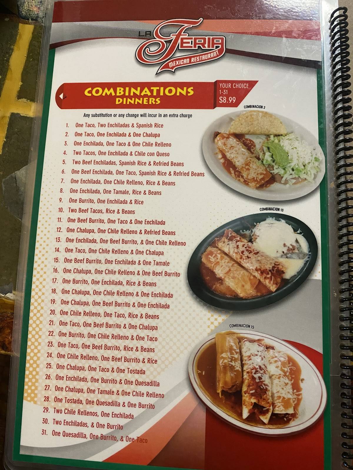 Menu at La Feria restaurant, Clinton