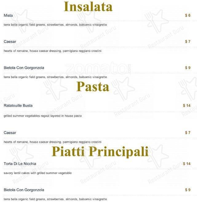 Menu at La Fermata restaurant, Bremerton, E 11th St