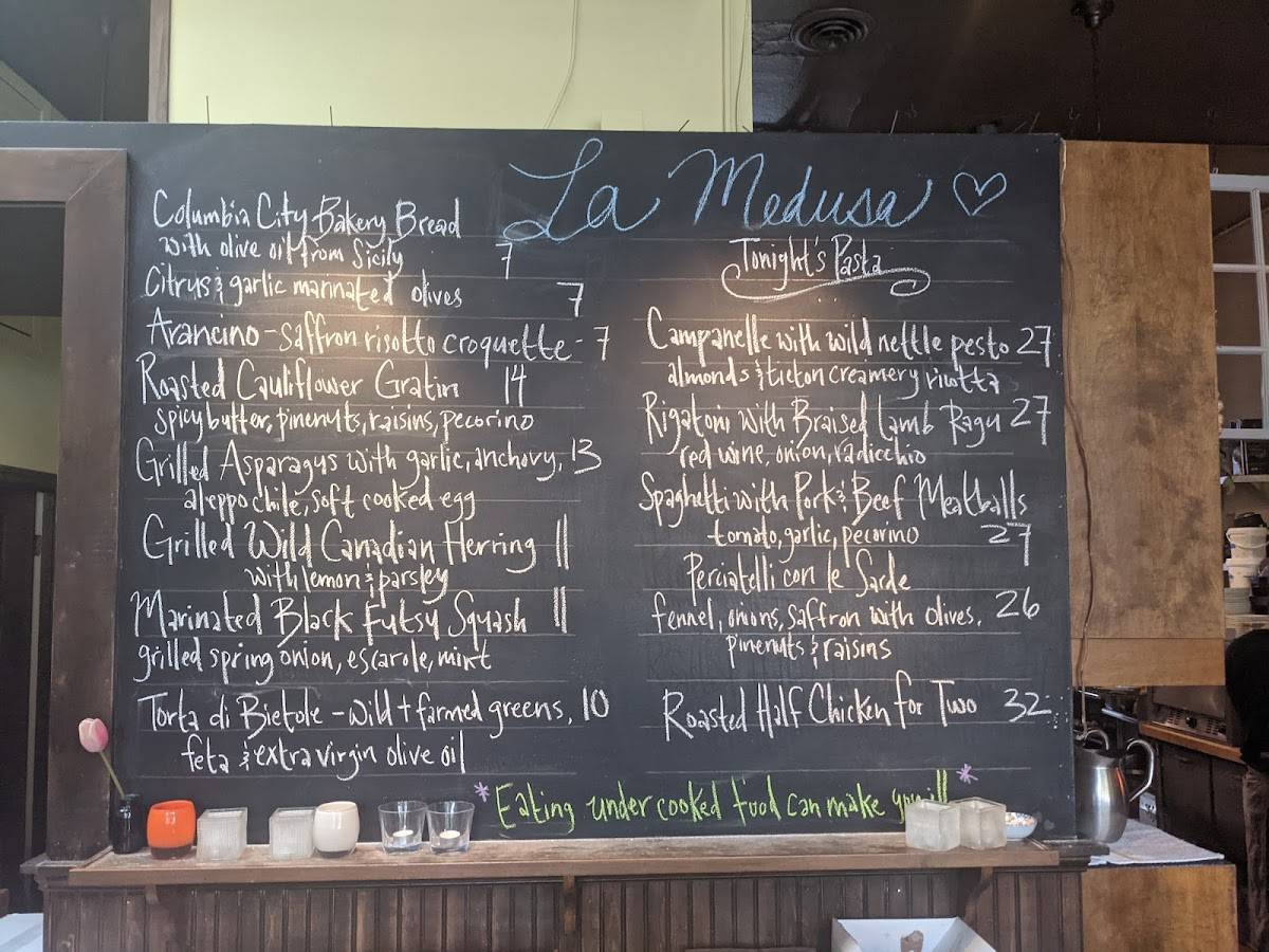 Menu at La Medusa restaurant, Seattle