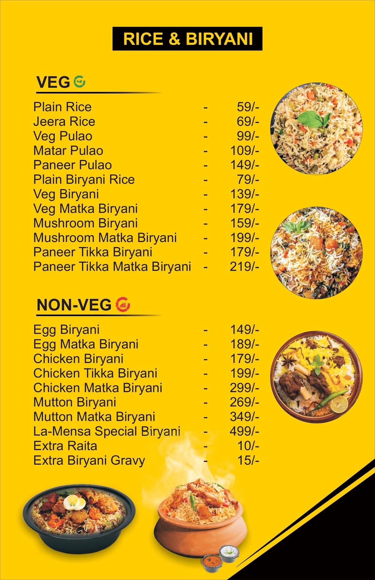 Menu at La - Mensa Restaurant, Raipur
