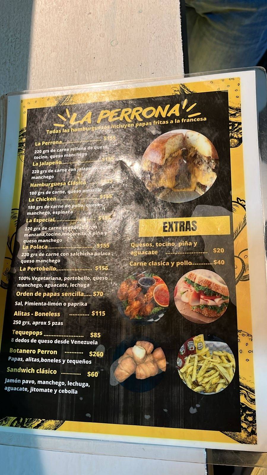 Carta del restaurante La Perrona Hamburguesas y Jugos, San Luis Potosi
