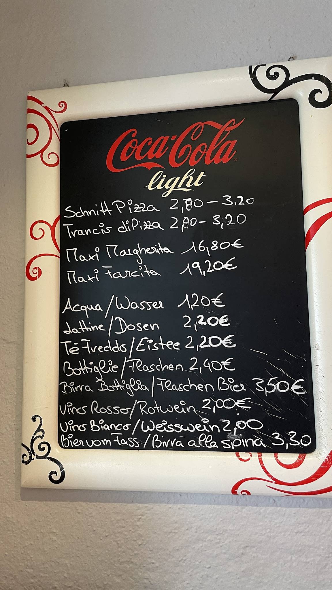 Menu da La Pizzetta pizzeria, Bressanone