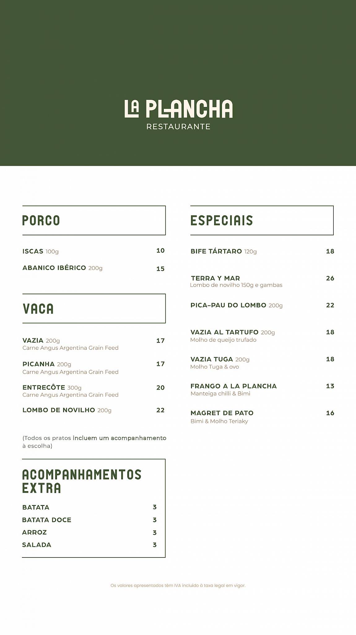 Menu em La Plancha Bodega y Carne restaurante, Montijo