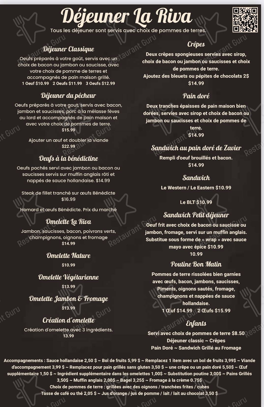 Menu at La Riva Grill restaurant, Richibucto, Rue Main