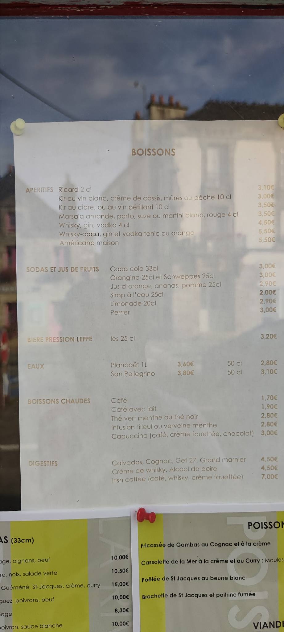 Menu au La Riviera pizzeria, Le Faouët