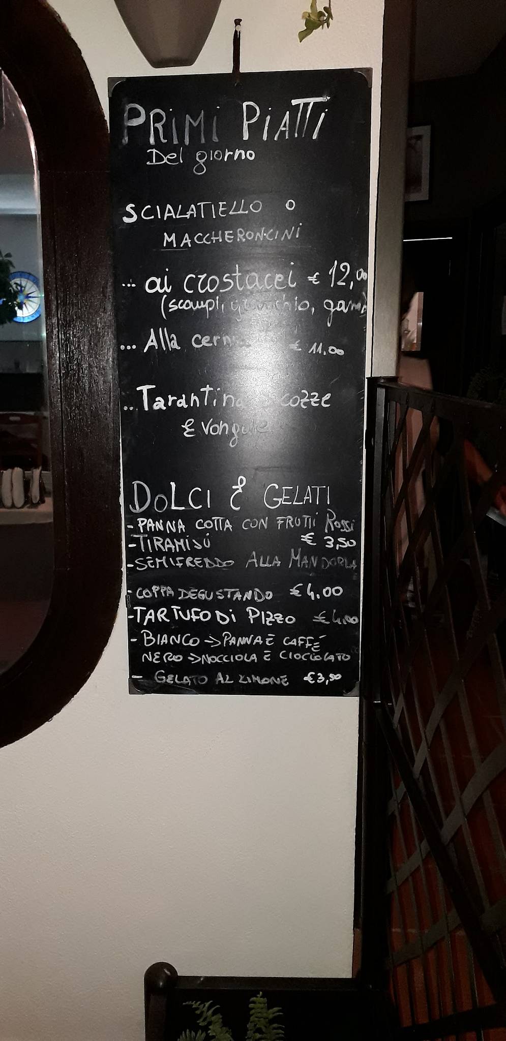 Menu da La Rosa dei venti ristorante, Palmi