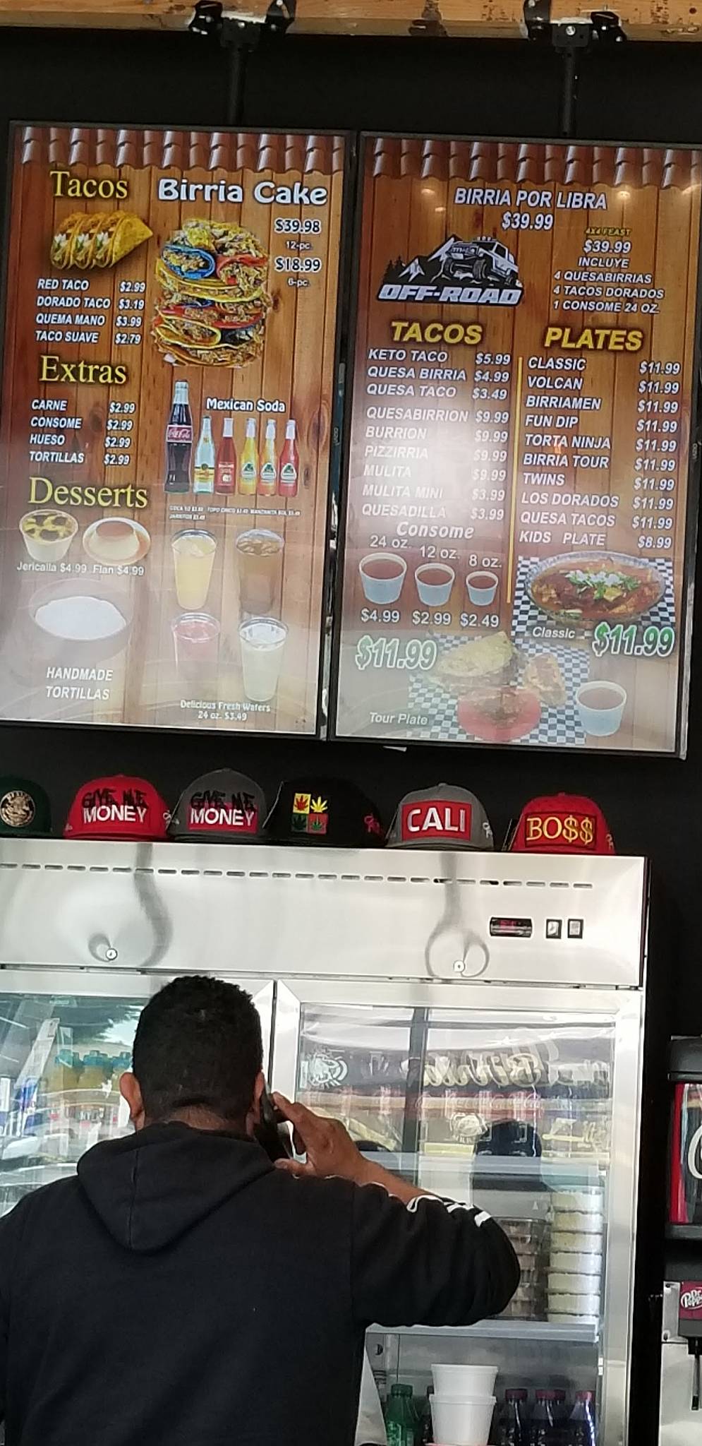 Menu at La Super Birria restaurant, Santa Ana