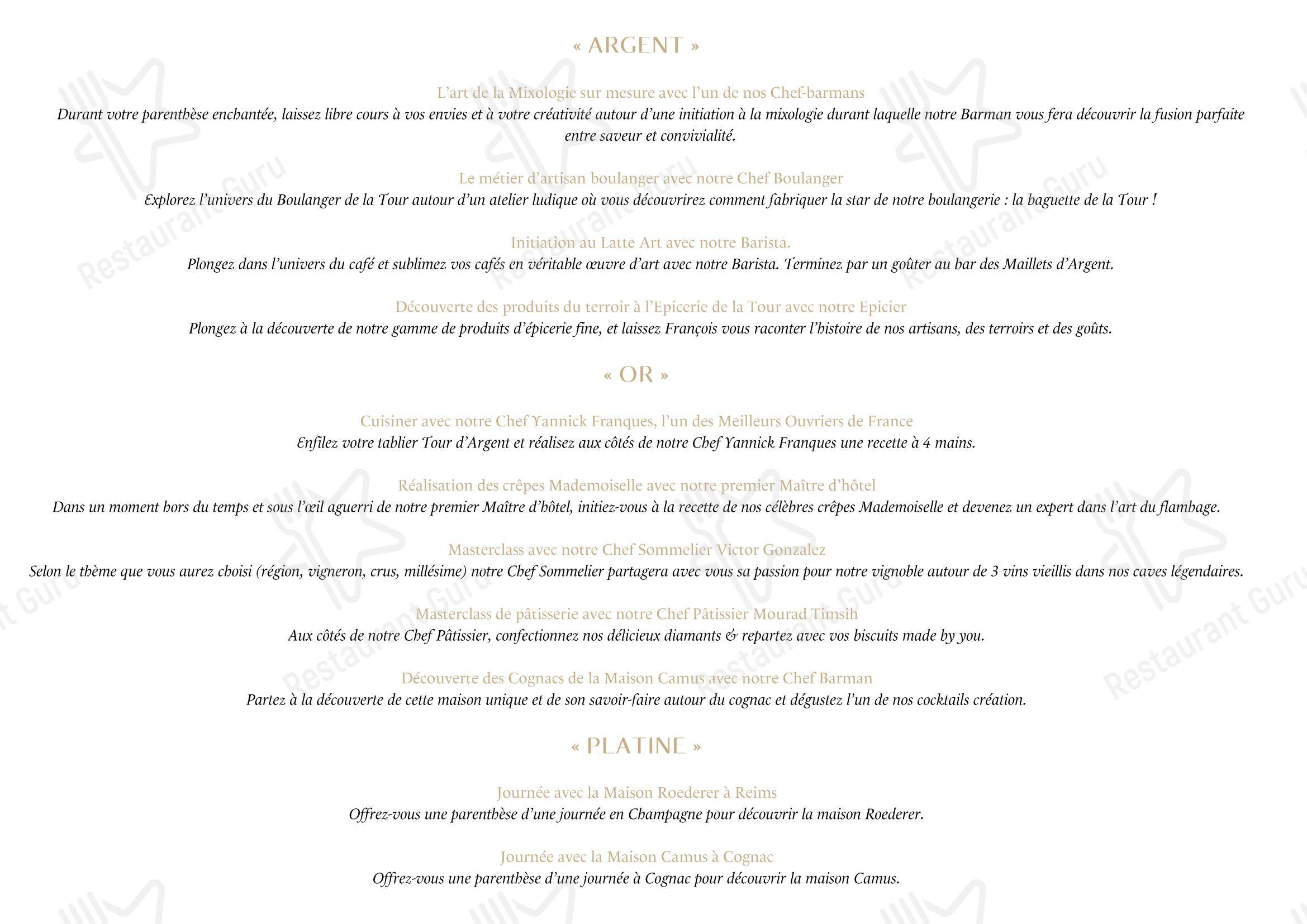Menu at La Tour d'Argent restaurant, Paris, 15 Quai de la Tournelle