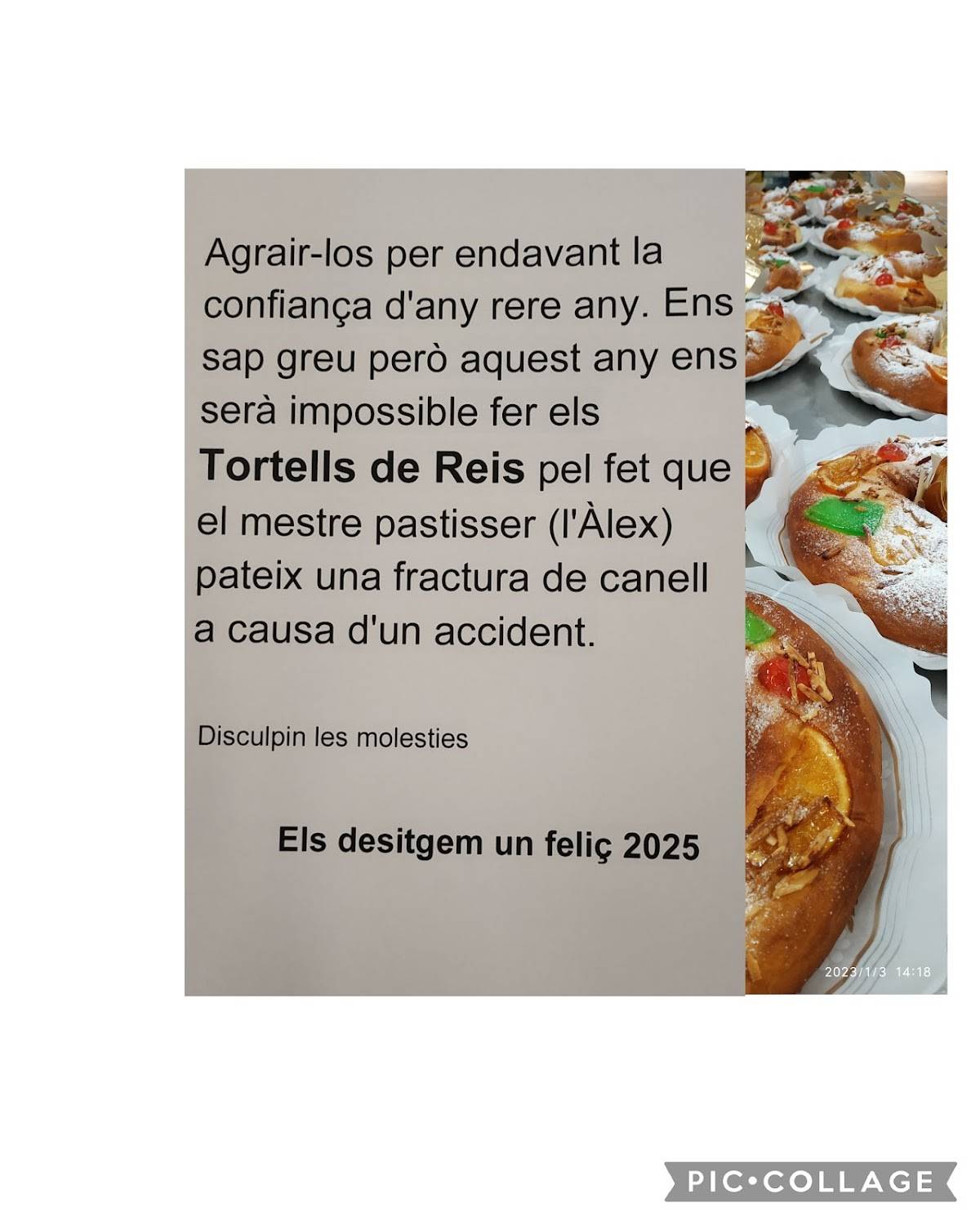 Carta del postres La Valenciana del Parlament, Barcelona