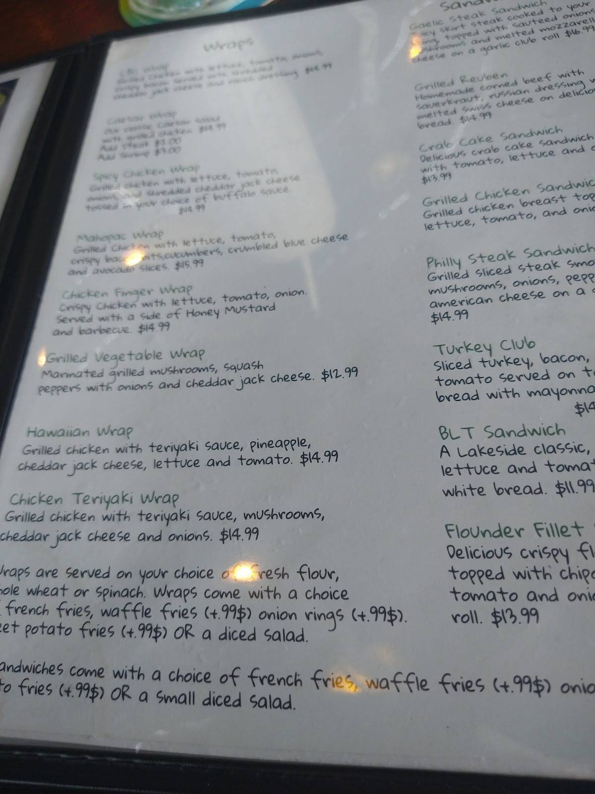Menu at Lakeside Grille pub & bar, Mahopac, 156 E Lake Blvd