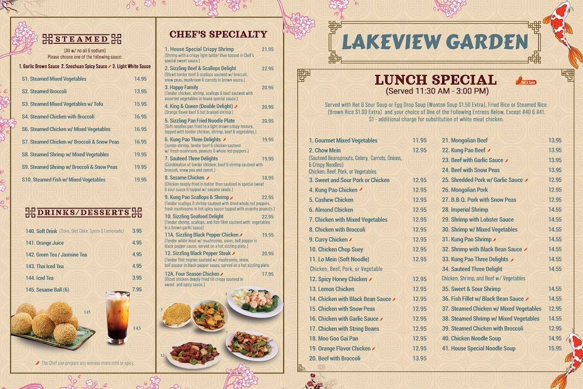 Menu at Lakeview Garden Restaurant, Westlake Village