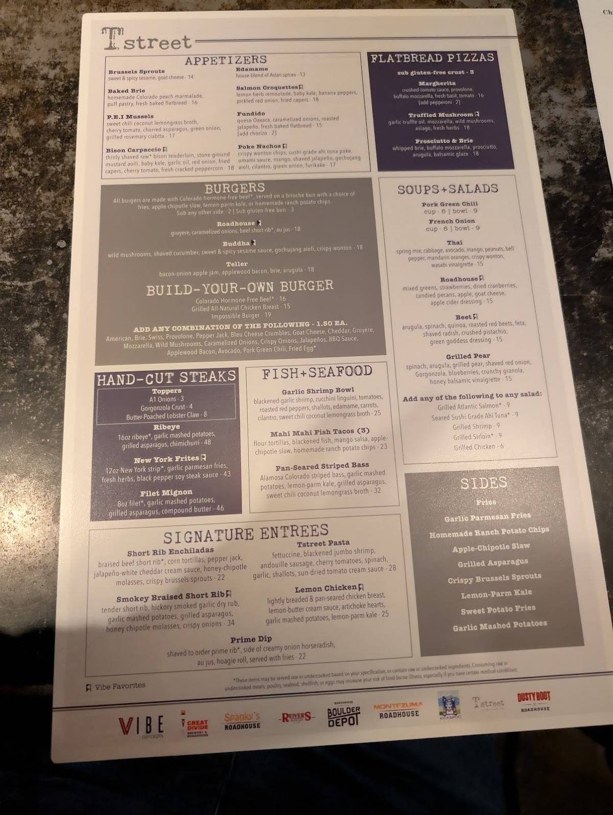 Menu at Tstreet pub & bar, Lakewood, 445 S Teller St