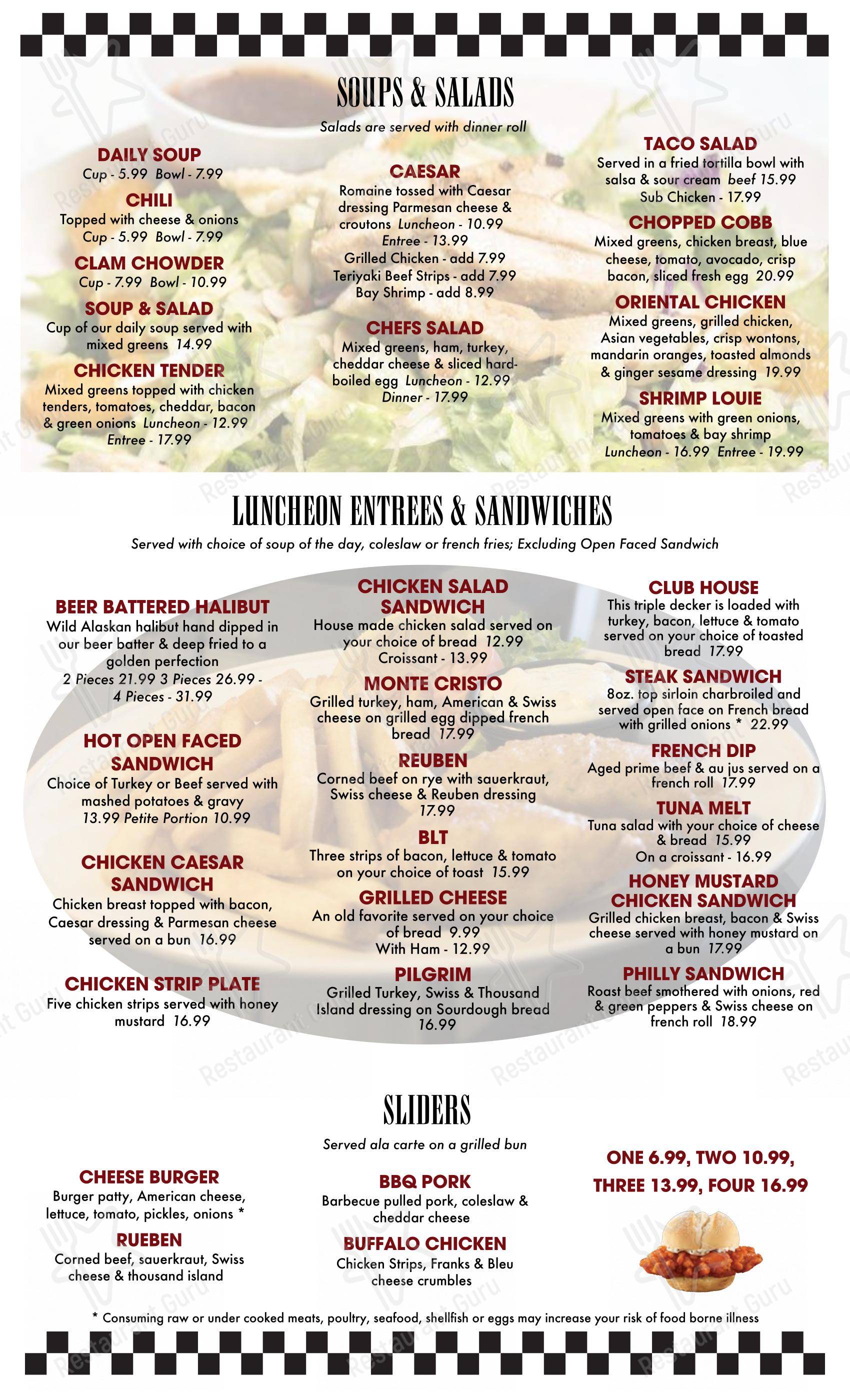 Menu at Landing Restaurant, Ketchikan