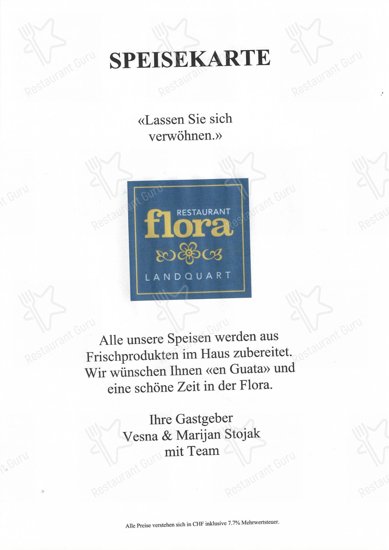 Speisekarte von Restaurant Flora, Landquart