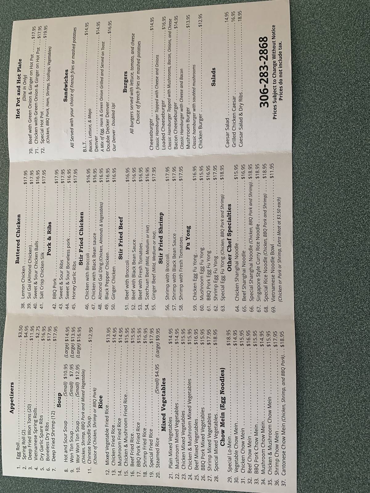 Menu at Langham King Restaurant, Langham