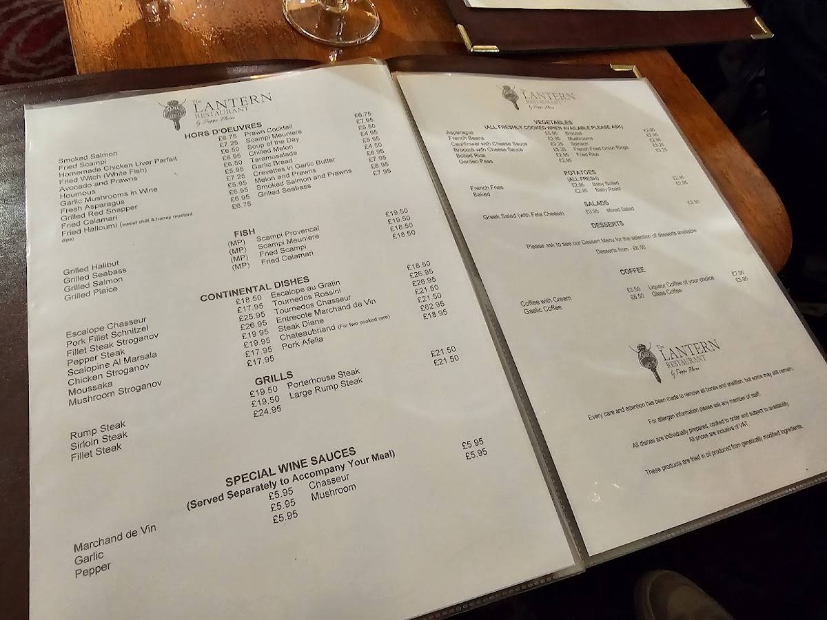Menu at Lantern restaurant, Hull