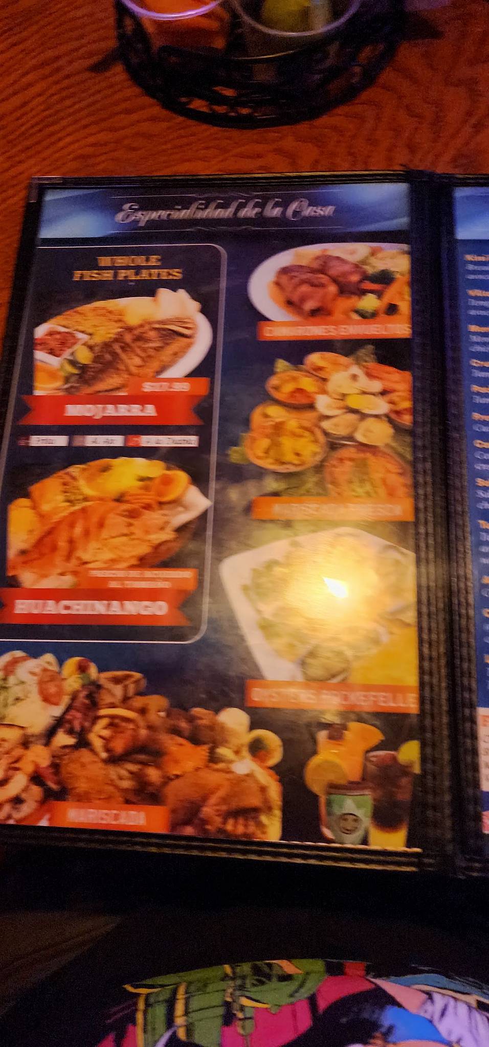 Carta del pub y bar Mariscos Pacífico, Laredo