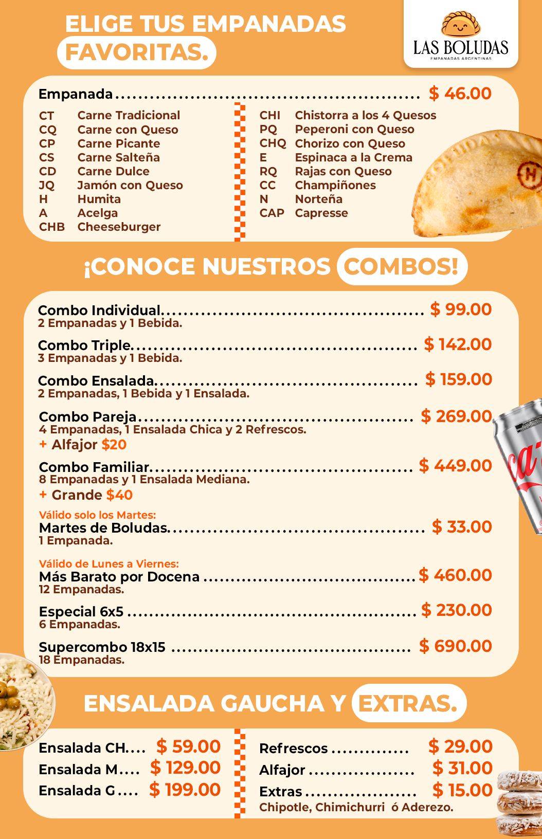 Carta del restaurante Las Boludas Empanadas Argentinas · La Herradura ...