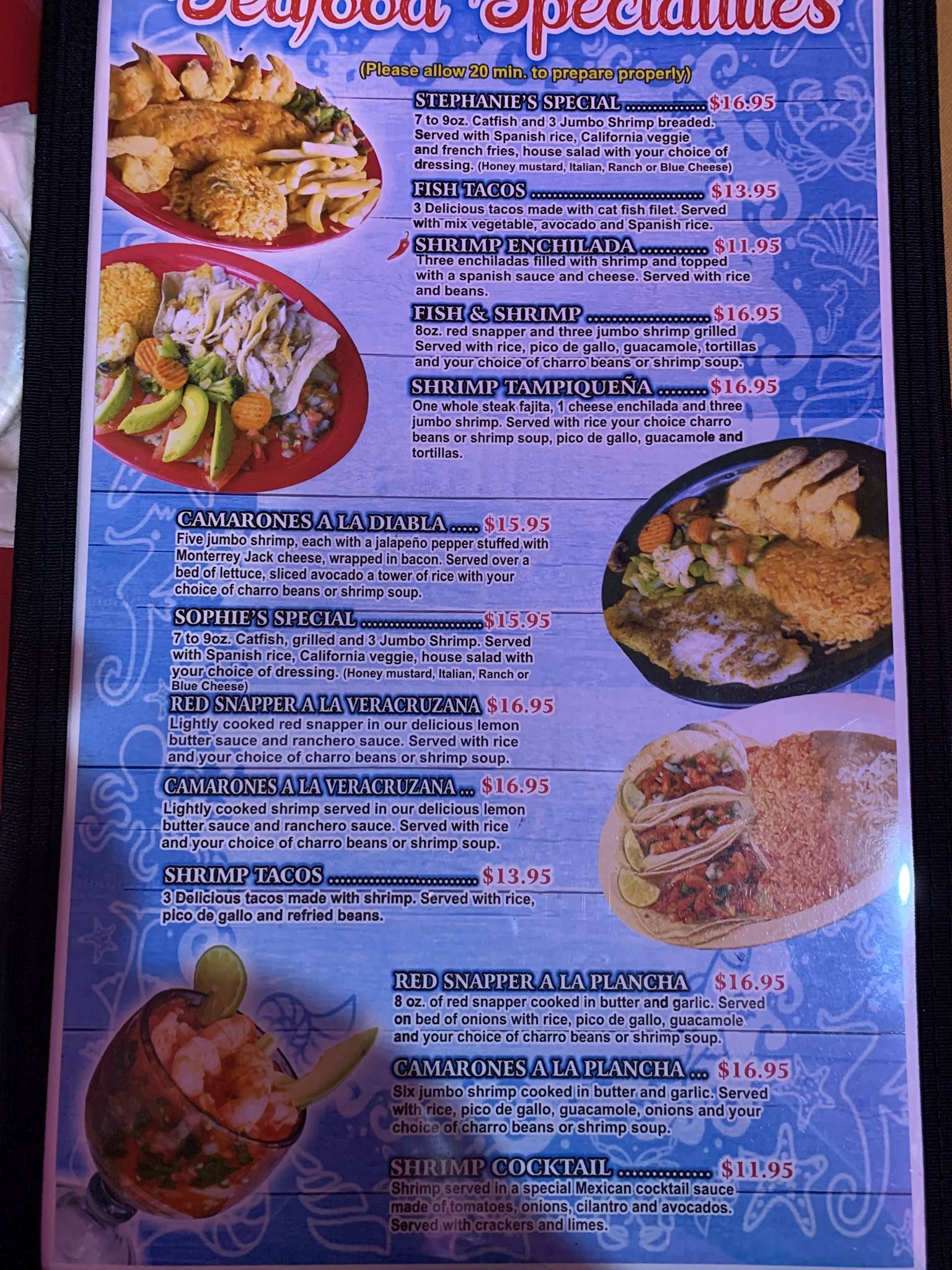 Menu at Las Fuentes Mexican Restaurant, Somerville