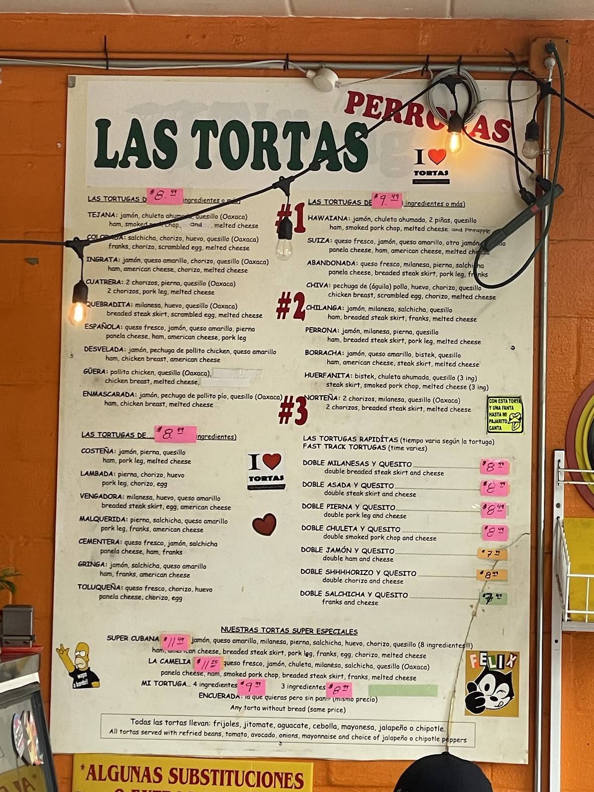 Menu at Las Tortas Perronas restaurant, Houston, Bingle Rd