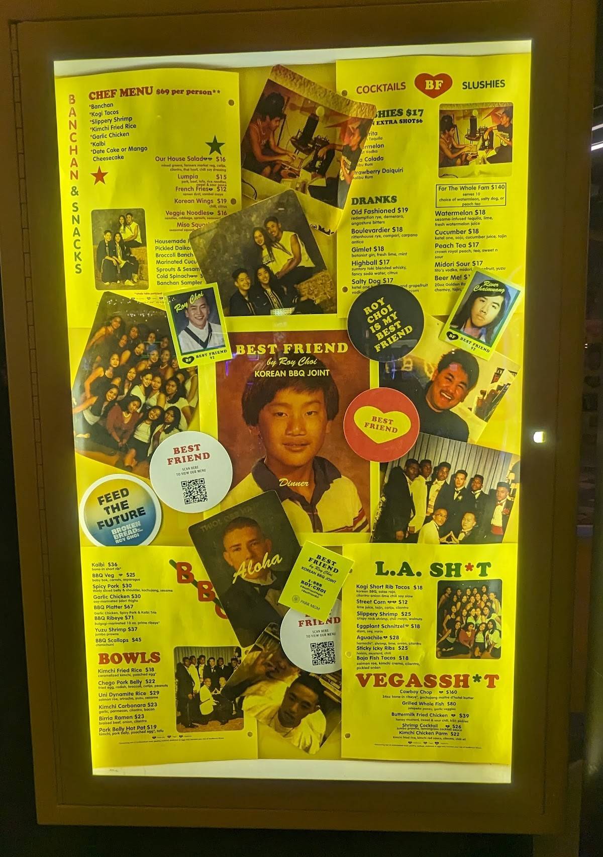 Menu at Best Friend restaurant, Las Vegas
