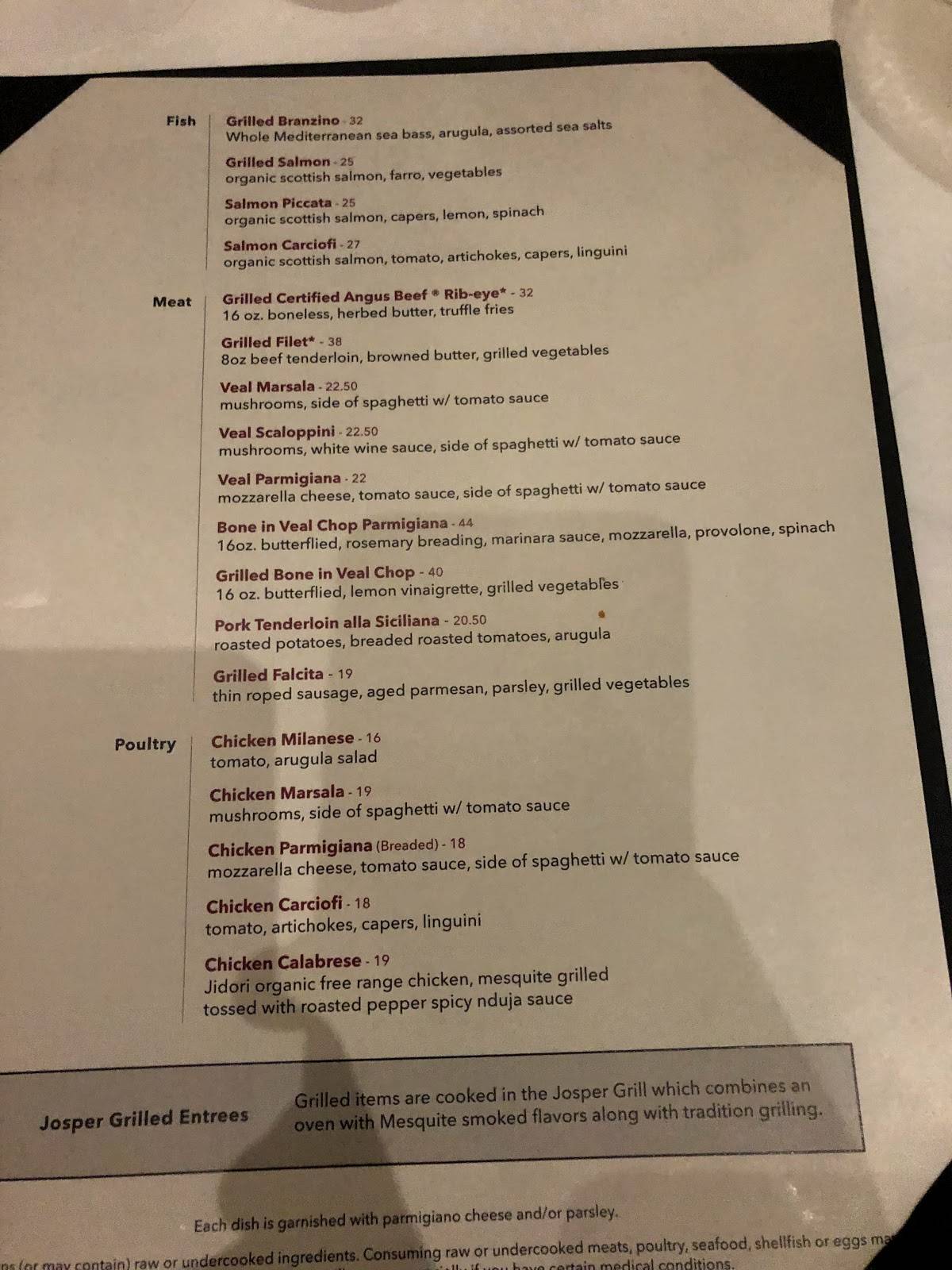 Menu at Nora's Italian Cuisine pub & bar, Las Vegas, 5780 W Flamingo Rd