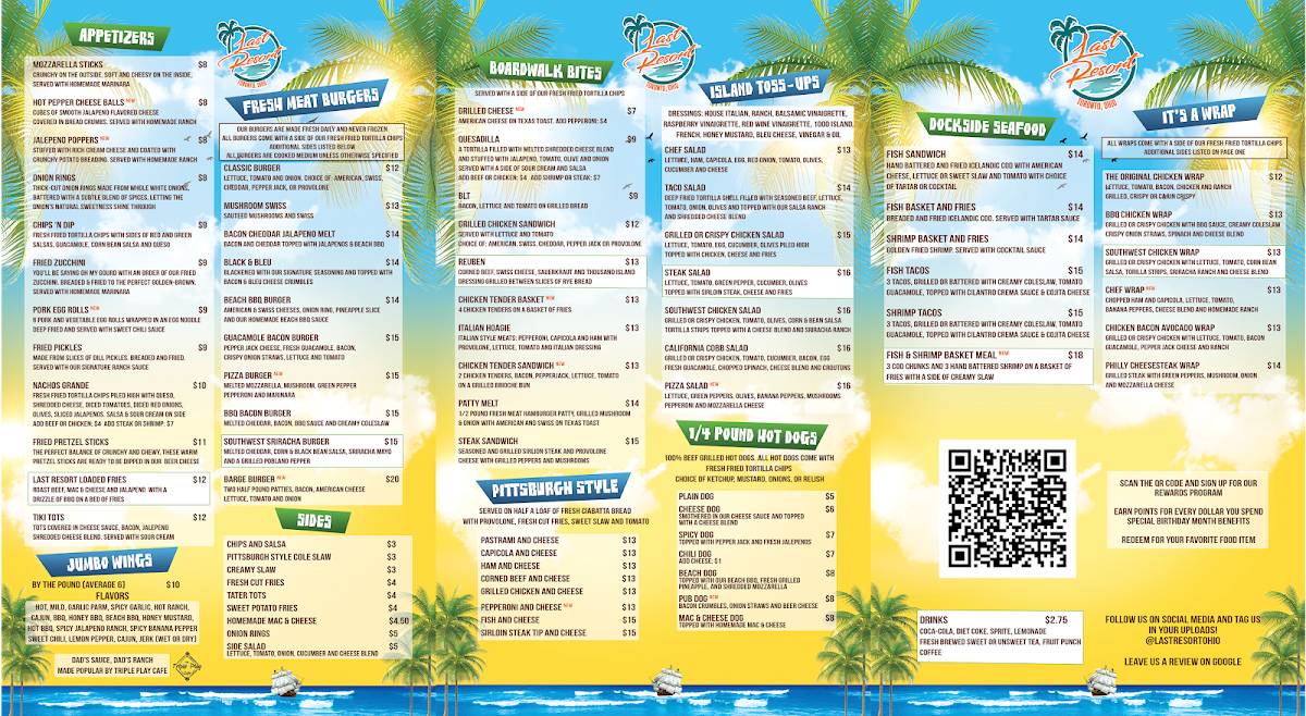 Menu at Last Resort Riverfront Bar & Grill, Toronto