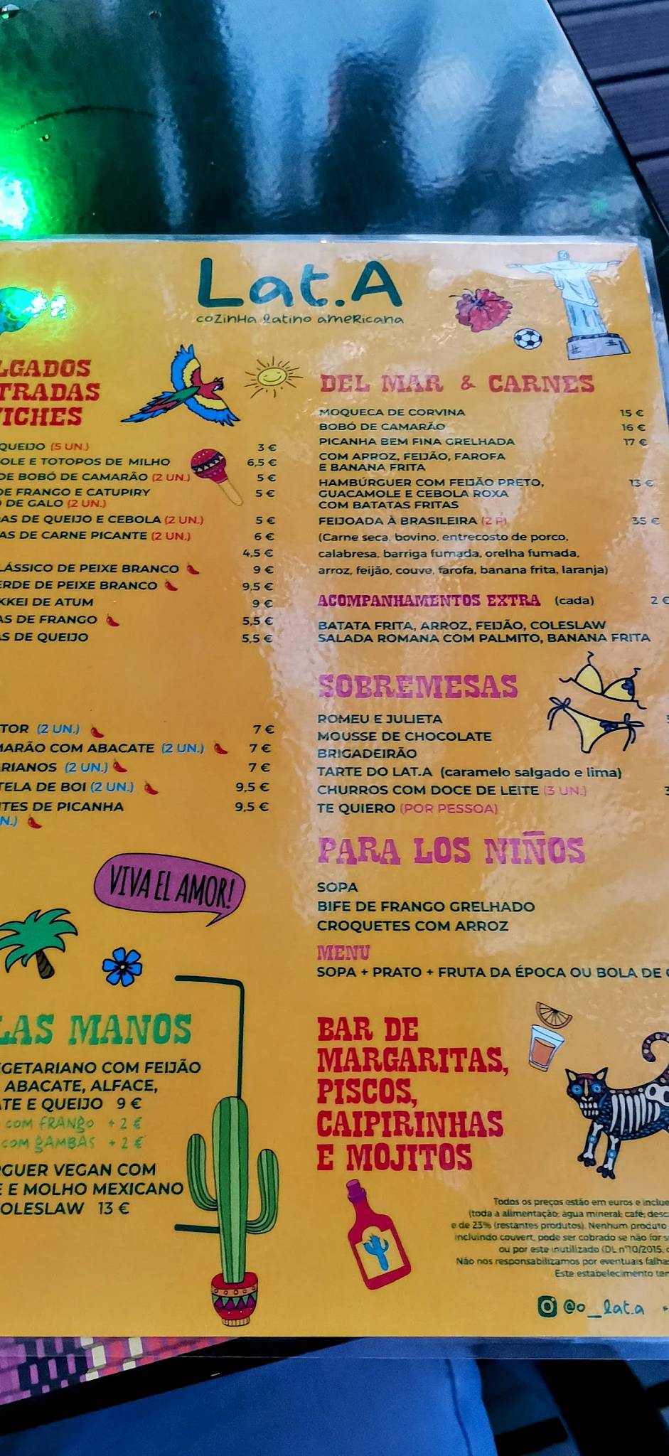 Menu em Restaurante Lat.a, Lisboa