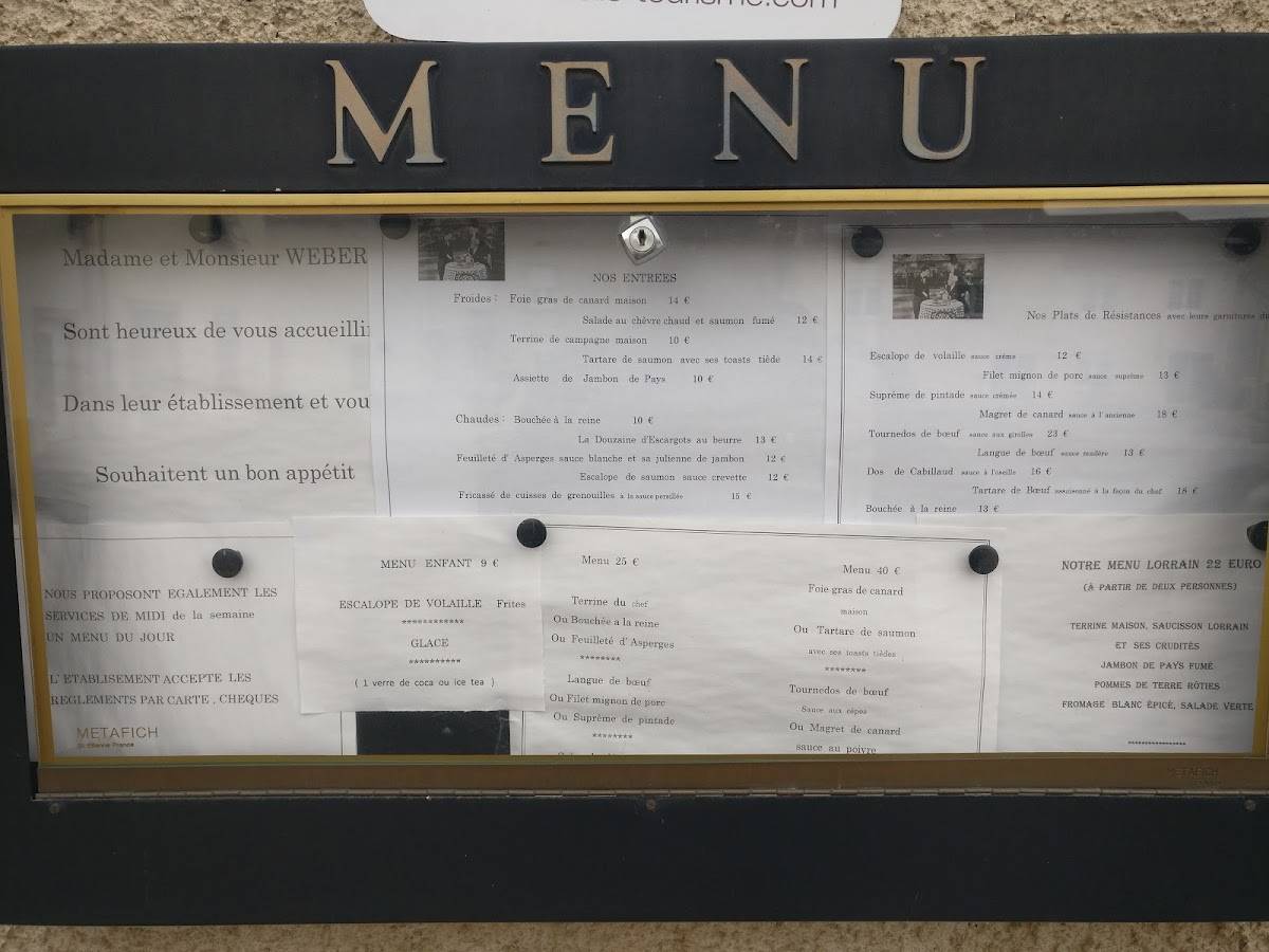 Menu au Auberge de Michèle restaurant, Volstroff