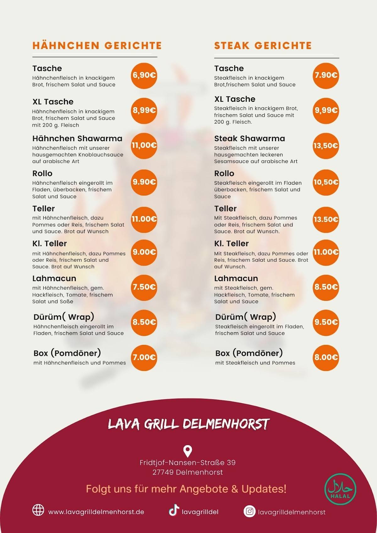 Speisekarte von Lava Grill Delmenhorst restaurant, Delmenhorst