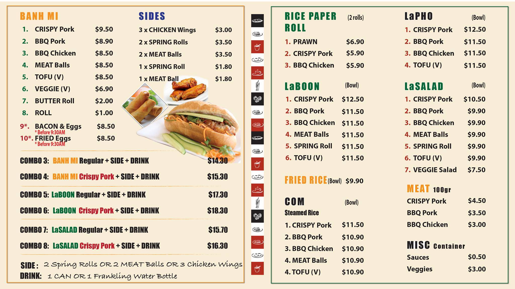 Menu at La Roll LAVERTON, Laverton North