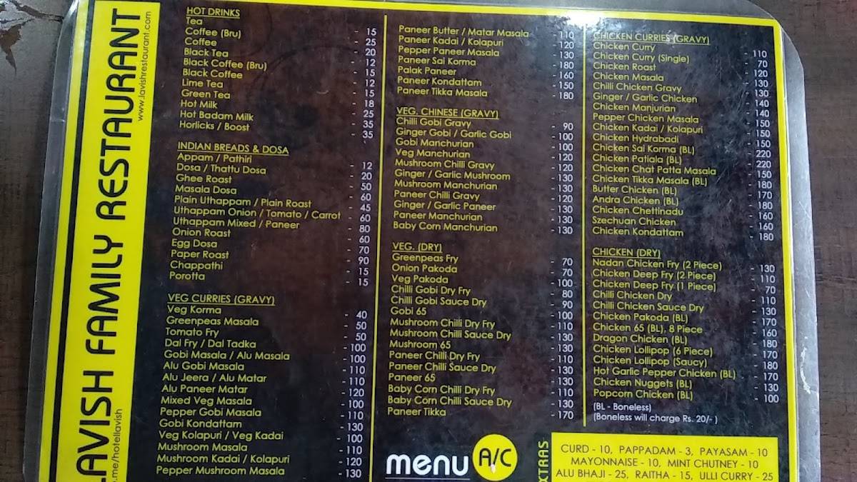 Menu at Lavish Family Restaurant, Thrissur