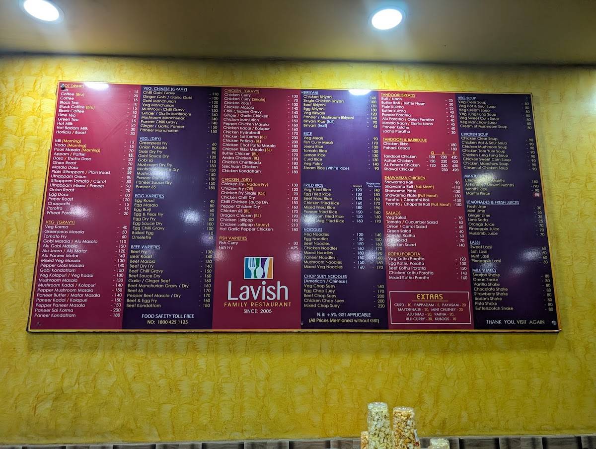 Menu at Lavish Family Restaurant, Thrissur