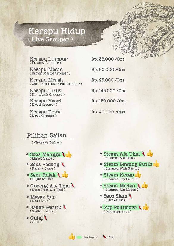 Menu at Layar Seafood & Ikan Bakar Pesanggrahan restaurant, West Jakarta