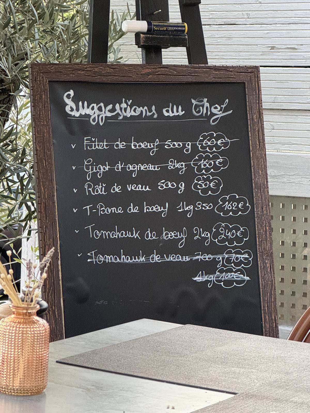 Menu at Le Brazé restaurant, Annecy