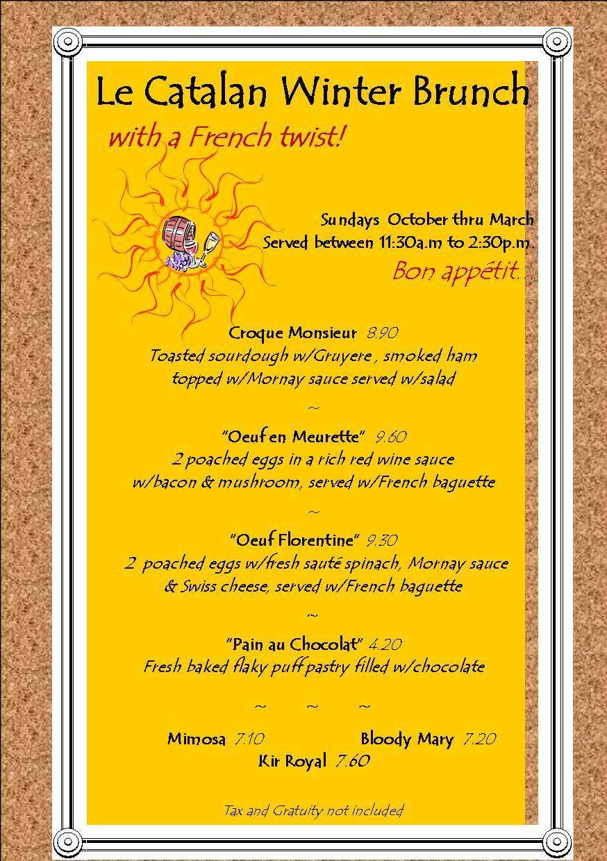 Menu at Le Catalan pub & bar, Wilmington, 224 S Water St