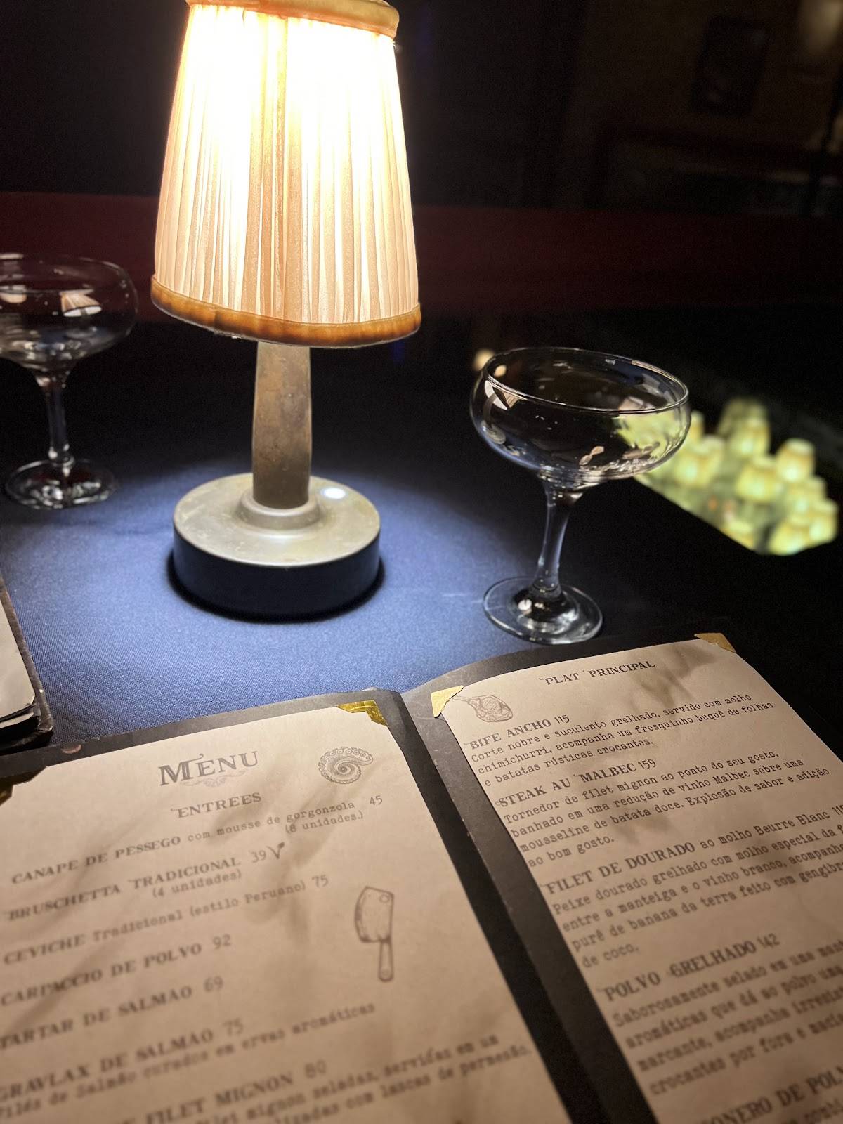 Carta del restaurante Le Fantastique Monde del Benjamin, Porto Seguro