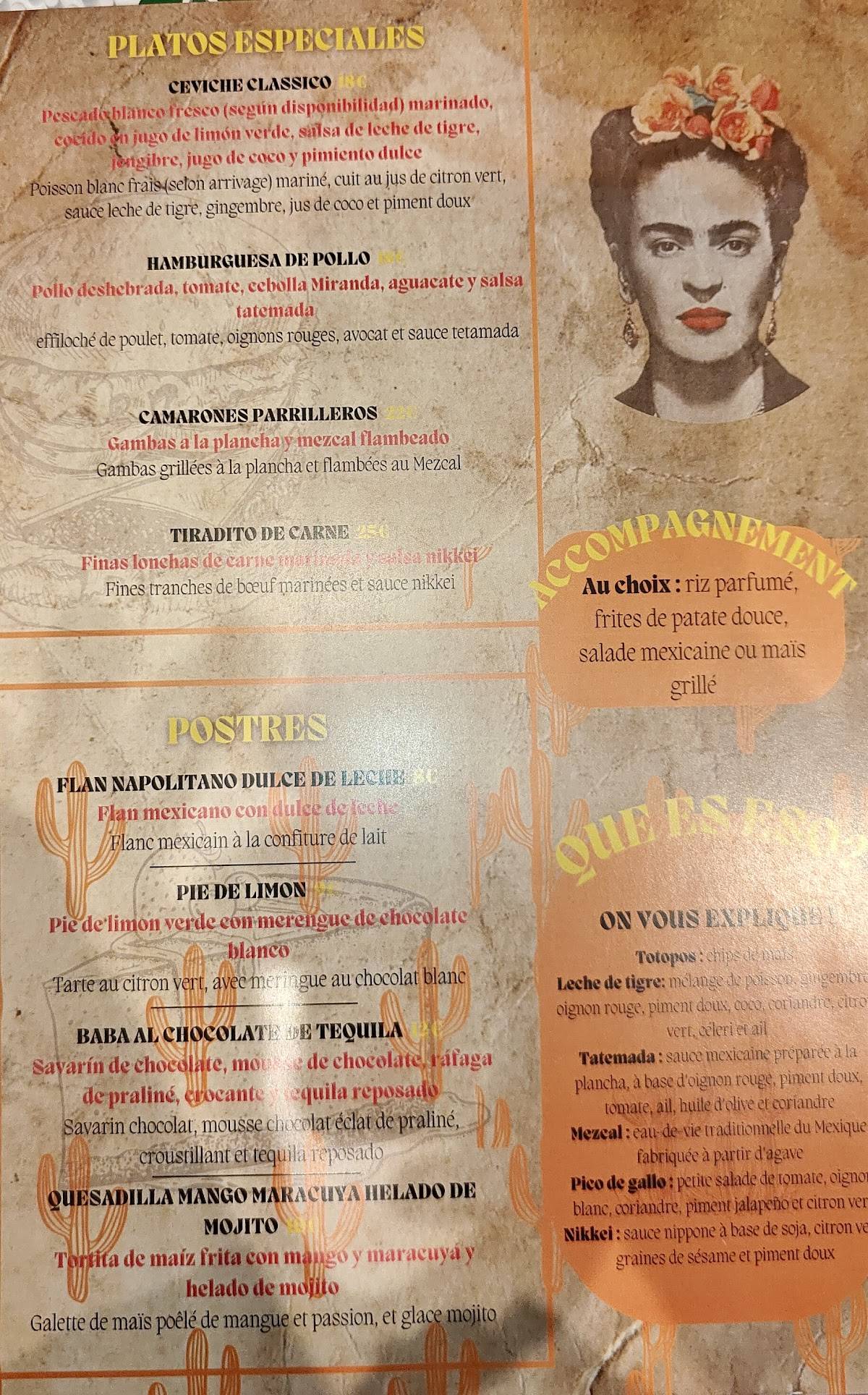 Menu au Le Frida restaurant, Vienne