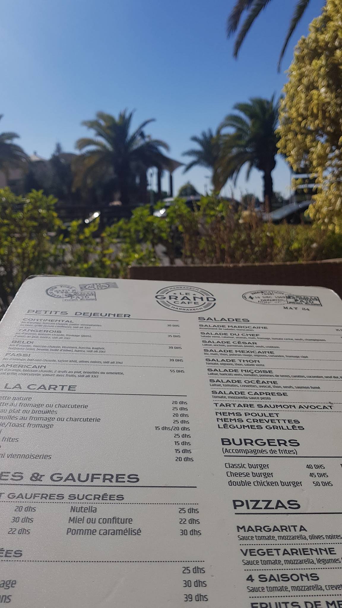 Menu at Le Grand Cafe Marrakech, Marrakesh