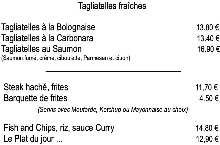 Menu au Le Maranello restaurant, Château-Thierry