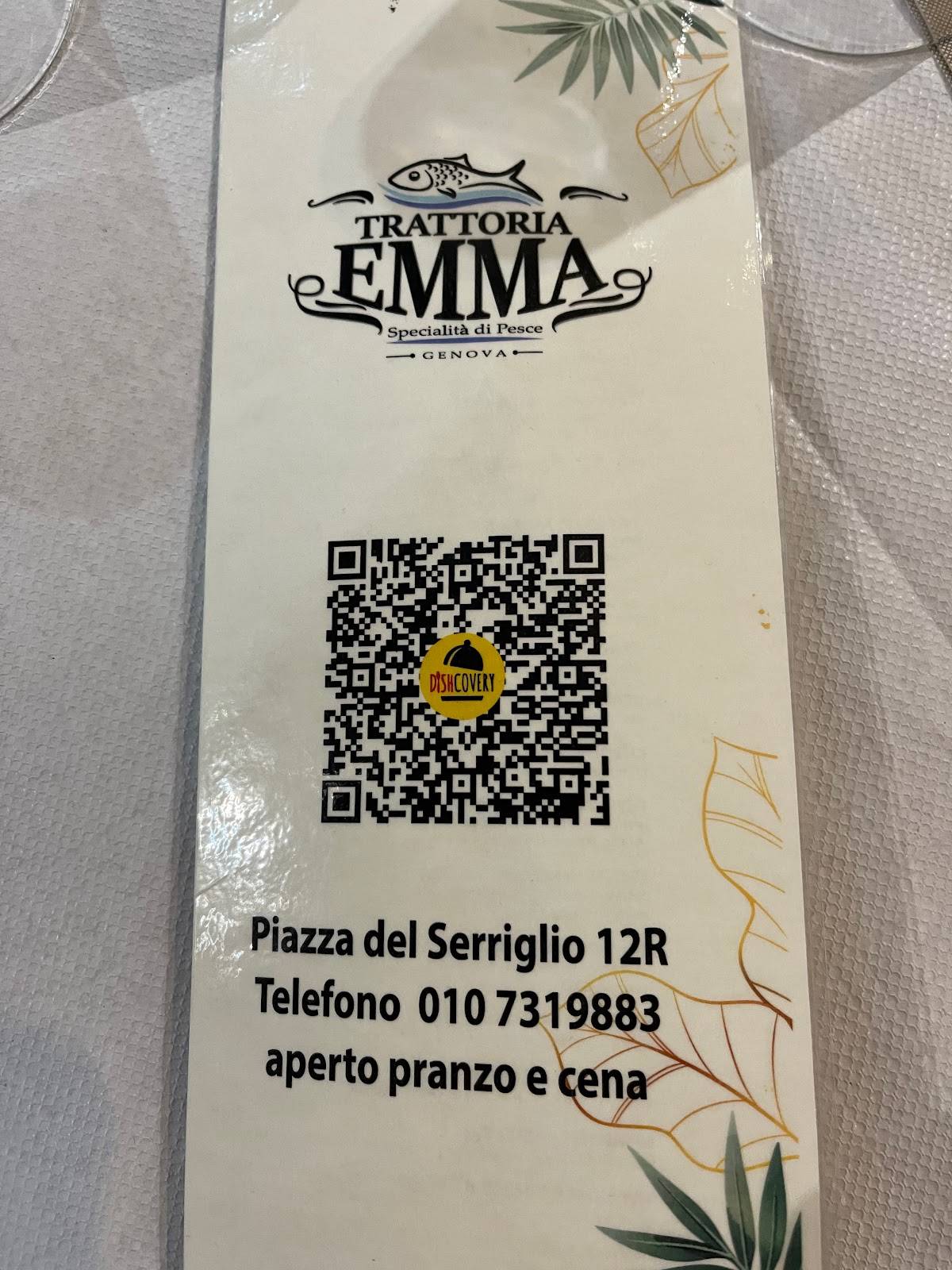Menu da Ristorante Trattoria Emma, Genova
