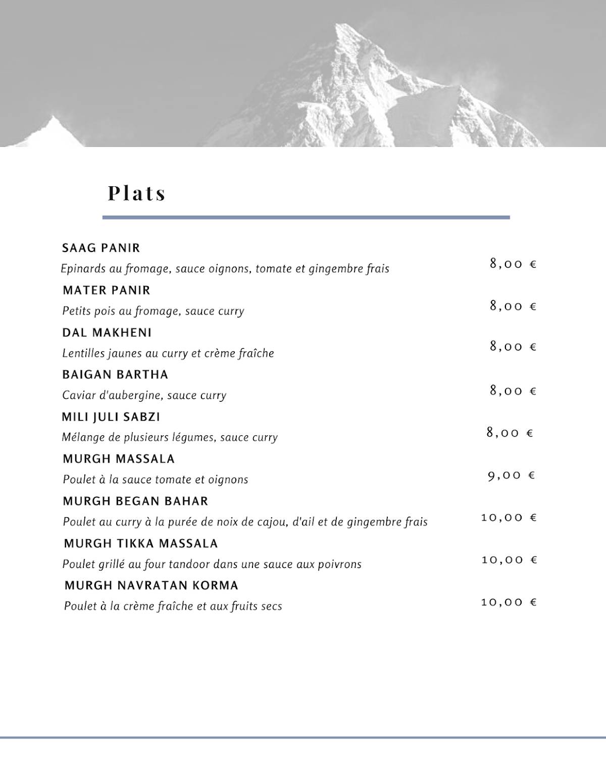 Menu au Le Restaurant K2, Montélimar