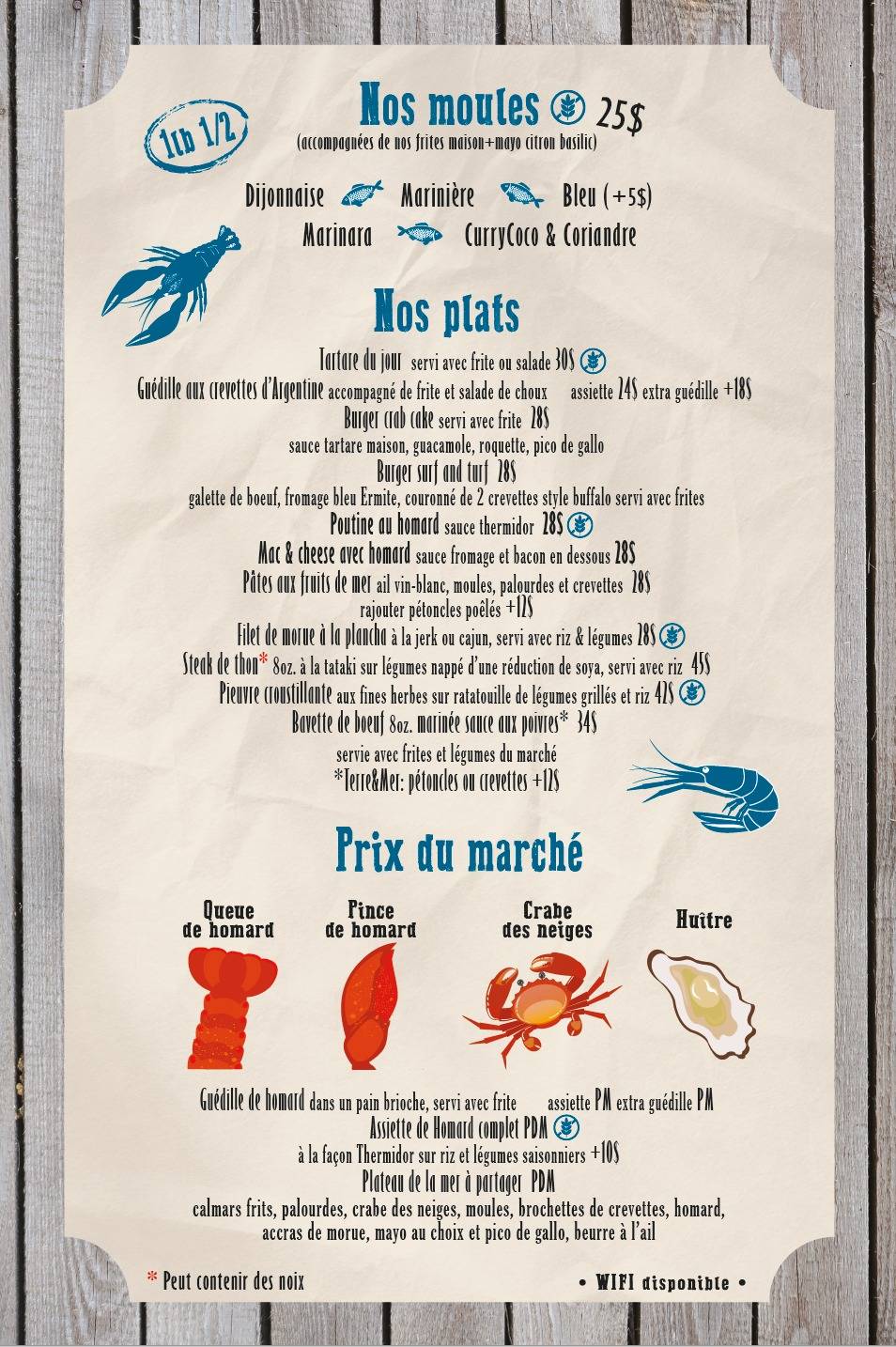 Menu au Le Shack Du Pêcheur La Prairie restaurant, La Prairie ...